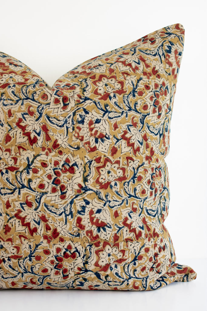 Indian Block Print Pillow Cover - Ochre, Rust, Indigo – Collectiv Co.