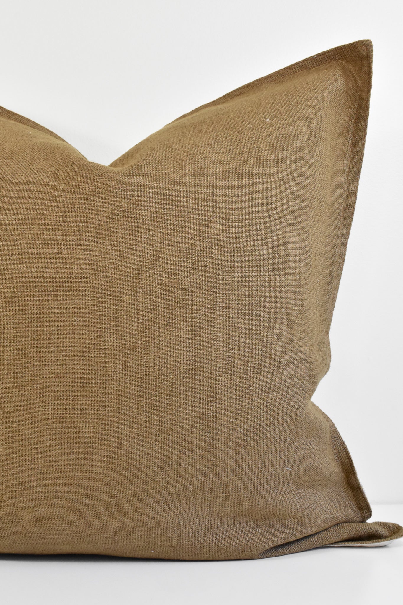 Linen Flange Edge Pillow Cover - Almond